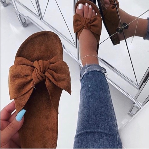 Fashion Addict | Shoes | Maria Tan Bow Cork Sandal Slides Restock ...